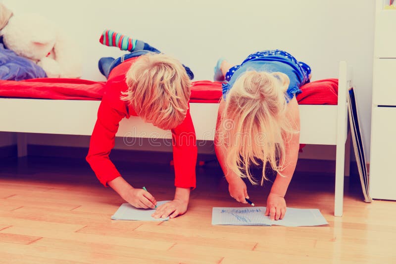 Kids Pretend Doing Homework Stock Image - Image of pretend ...