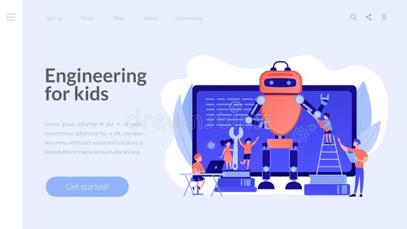 Engineering for Kids Concept Landing Page. Stock Vector - Illustration of learn, coherent: 179904600