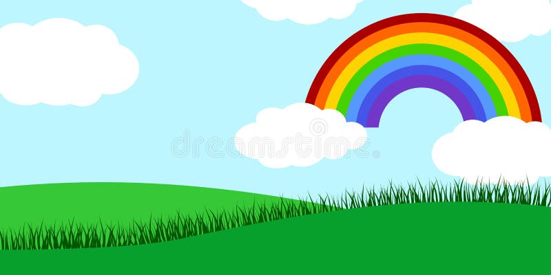 Kids Rainbow Landscape Vector Stock Illustration - Illustration of ...