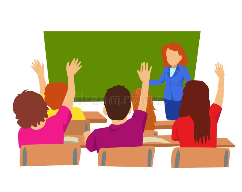 Kids Raising Their Hands in Class Stock Vector - Illustration of kids ...