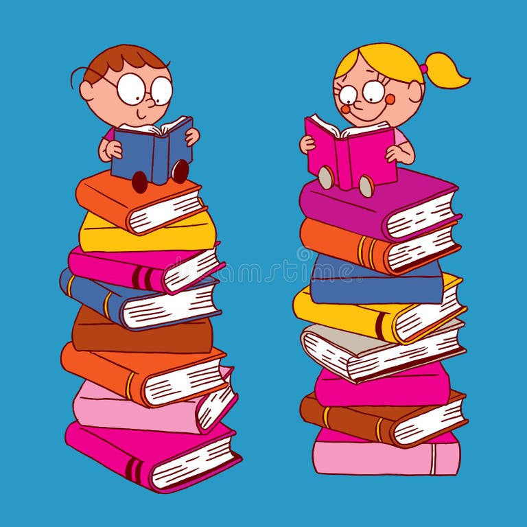 Kids Pile Books Stock Illustrations – 896 Kids Pile Books Stock ...