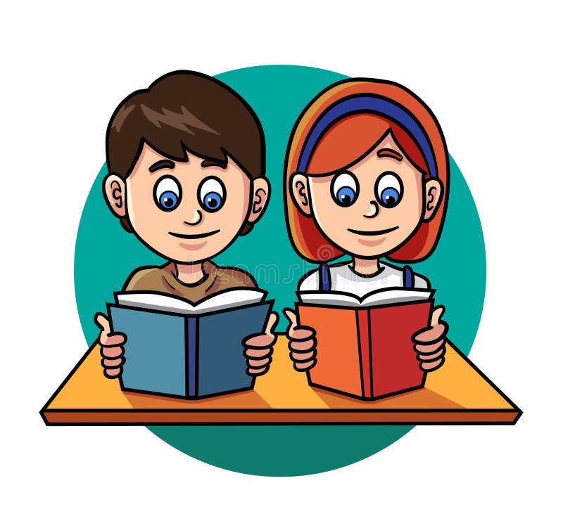 Kids reading book stock vector. Illustration of delight - 93993480