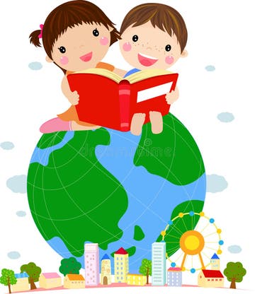 Kids Reading Book Sitting Globe Stock Illustrations – 212 Kids Reading ...