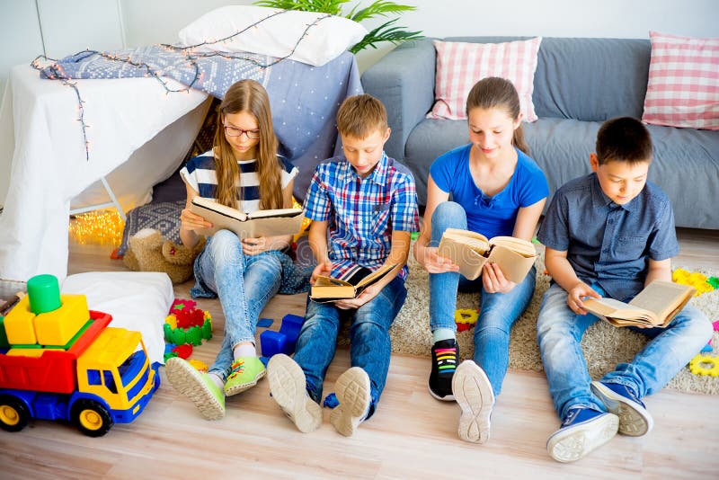 Kids reading books stock photo. Image of book, knowledge - 97172456