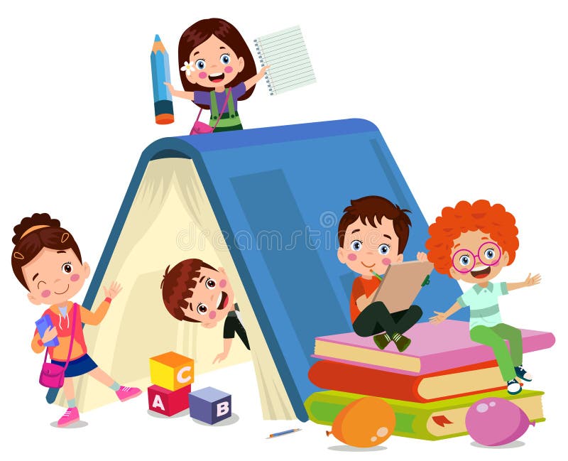 Kids Reading, Group of Friends Stock Vector - Illustration of young ...
