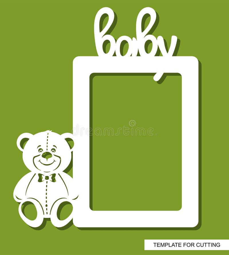 Kids Rectangular Photo Frame with a Teddy Bear, a Butterfly and the ...