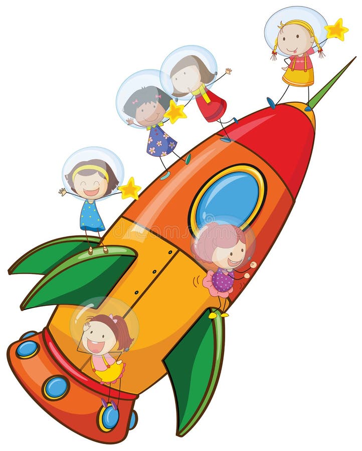 Kids on rocket stock vector. Illustration of driving - 26352256