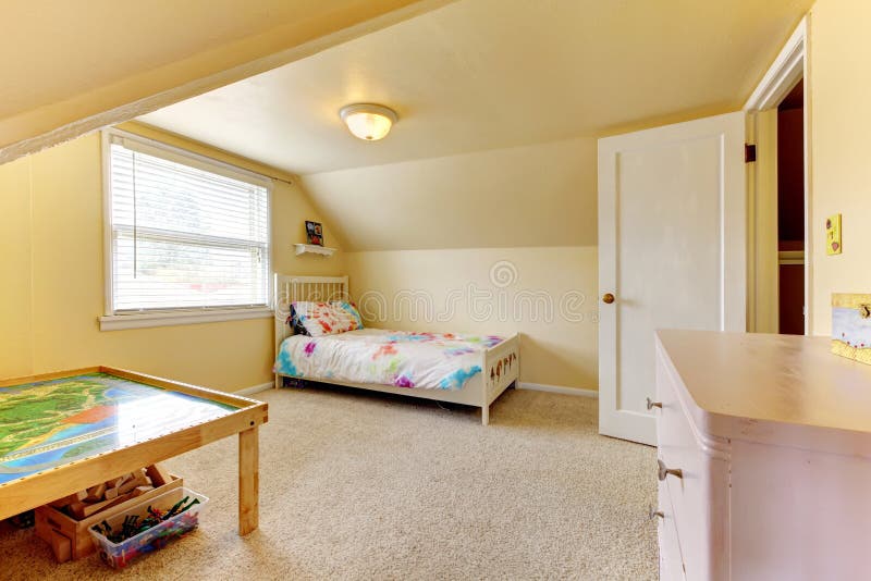 Yellow Kids Play Room with White Sofa. Stock Photo - Image of children ...