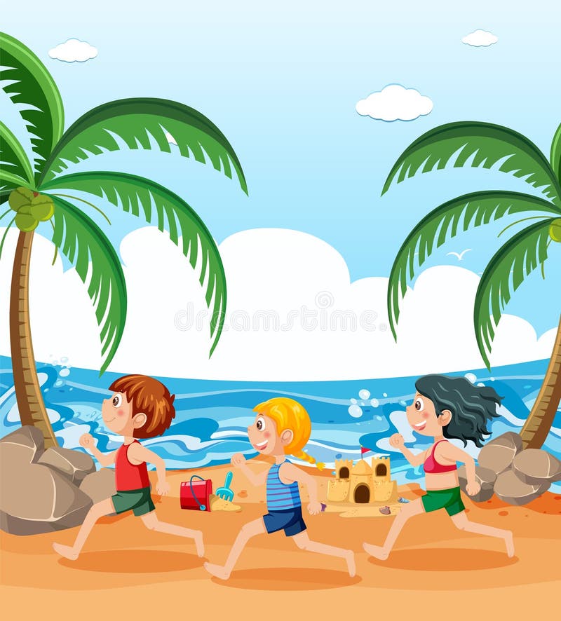 Kids running near stock vector. Illustration of adventure - 332997460