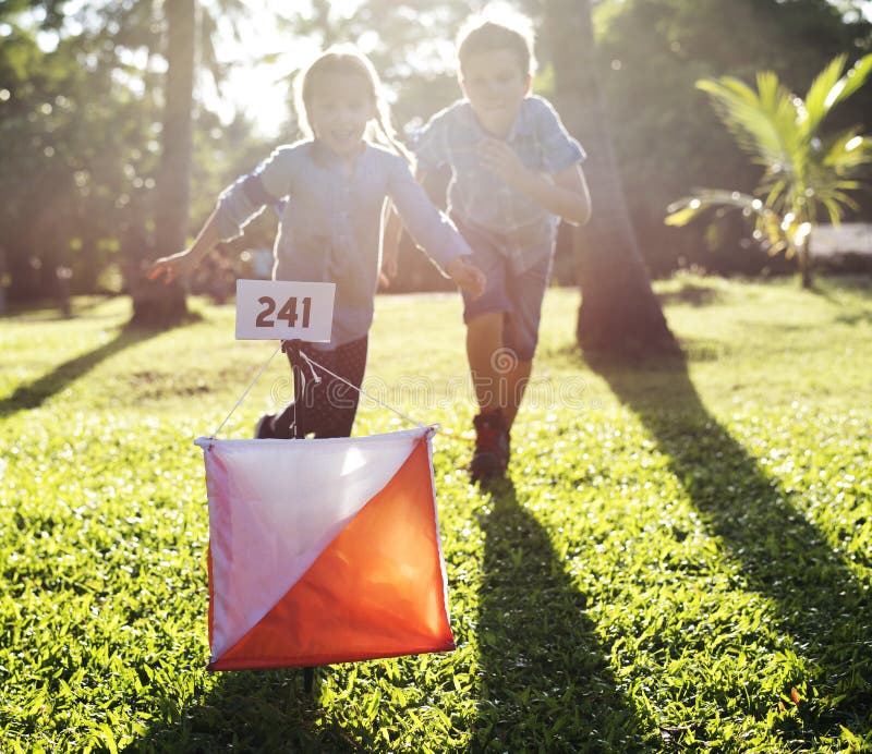 Kids Running To a Checkpoint Stock Photo - Image of european, happy ...