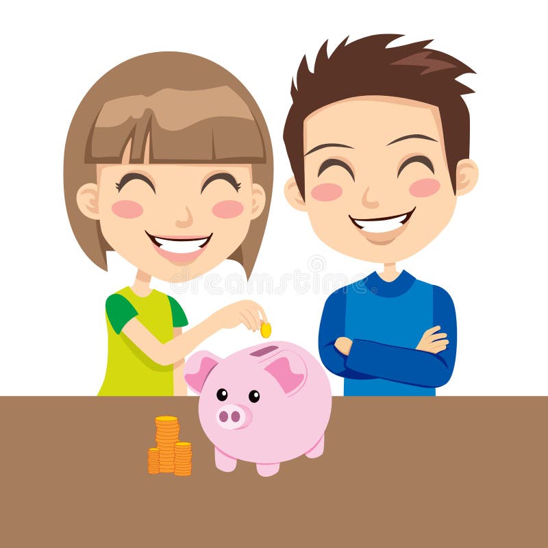 Kids Saving Money stock vector. Illustration of siblings - 24202932