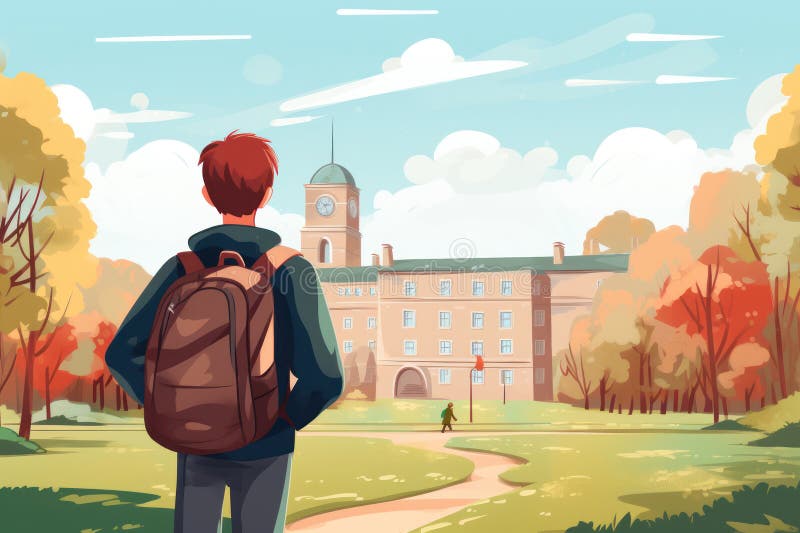 Kids with School Backpack Go To School Illustration. Back To School ...