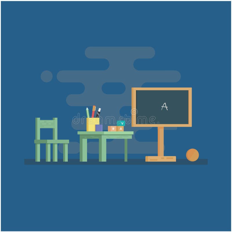 Kids School Classroom. Vector Illustration in Flat Style. Education and ...