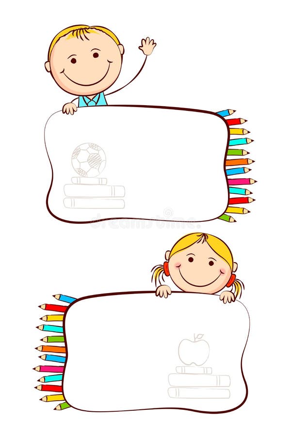 Kids with School Label stock vector. Illustration of little - 23116438