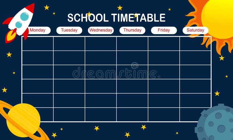 Kids School Planner Grafis. School Timetable for Student Stock Vector ...