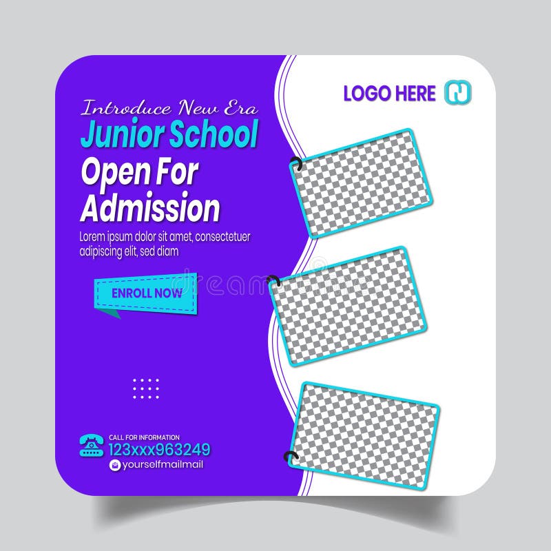 Kids School Social Media Post Design Banner Stock Vector - Illustration ...