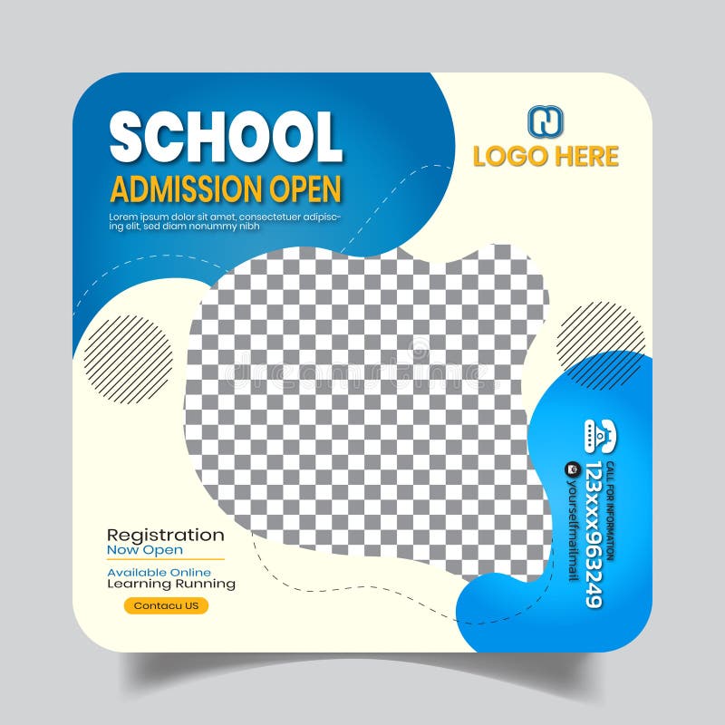 Kids School Social Media Post Design Template Layout Stock Image ...