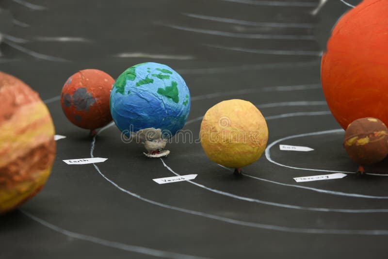Kids Science Home Project at School - Chart Planets Stock Image - Image ...