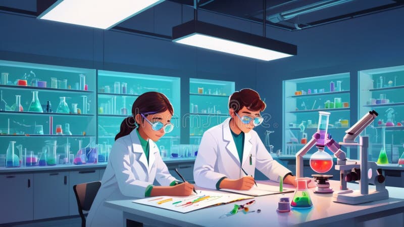 Kids Science Vector Illustration. Little Kid Scientist Concept Doing ...