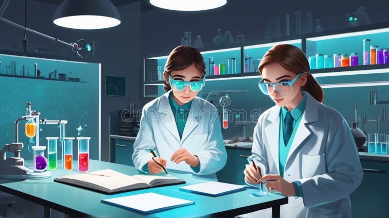 Kids Science Vector Illustration. Little Kid Scientist Concept Doing ...
