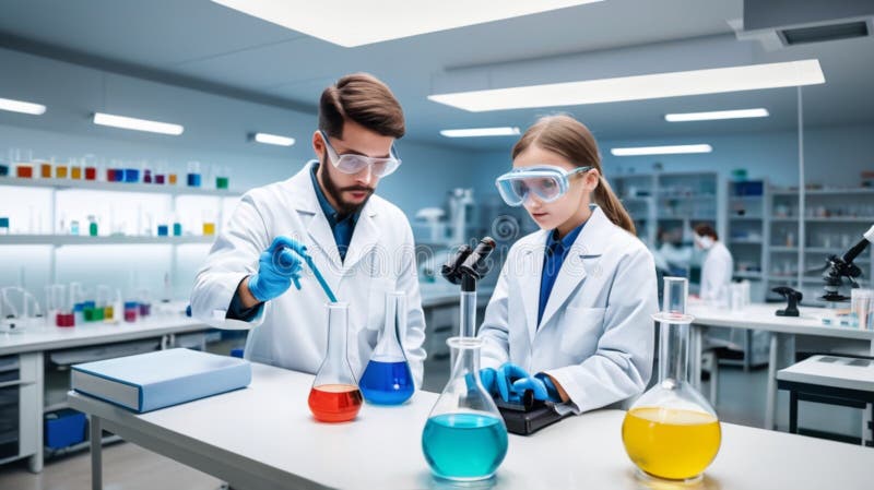 Kids Science Vector Illustration. Little Kid Scientist Concept Doing ...