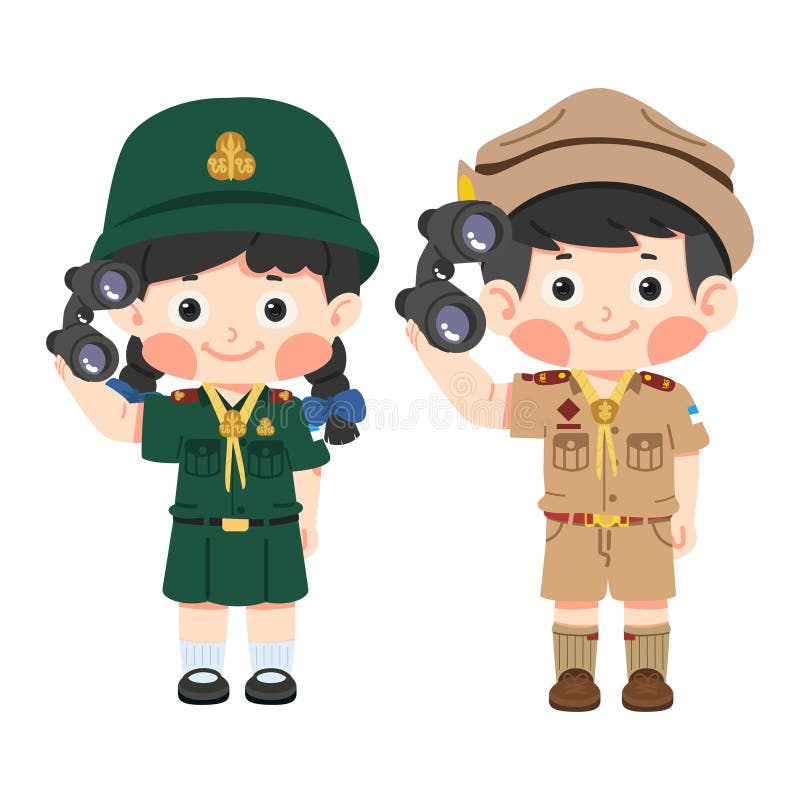 Kids Scout Thai Looking through the Binocular Stock Vector ...