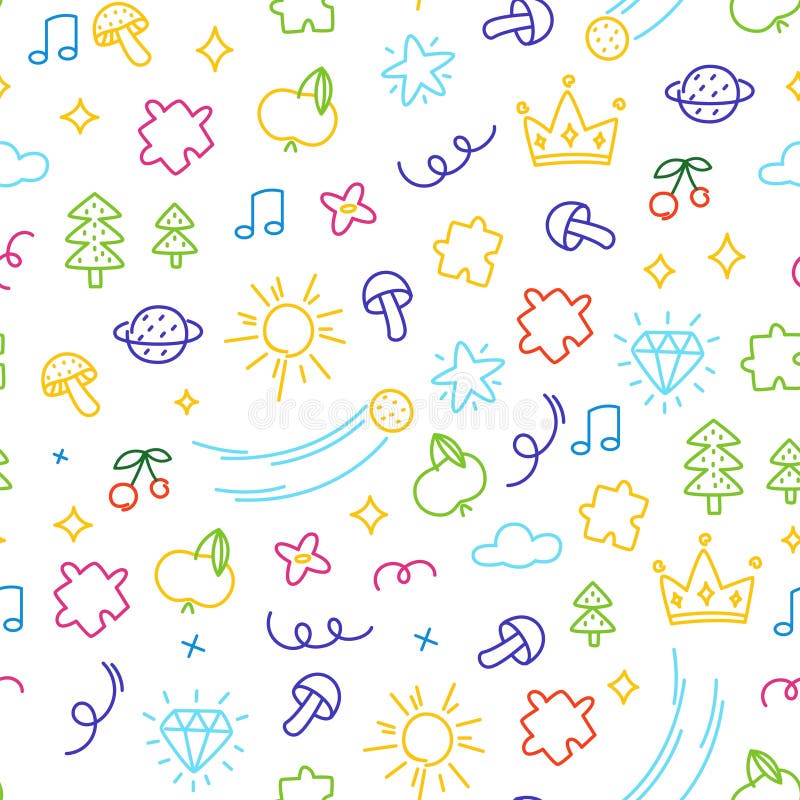 Kids Scribble Pattern. Seamless Print of Child Hand Drawn Sketch ...