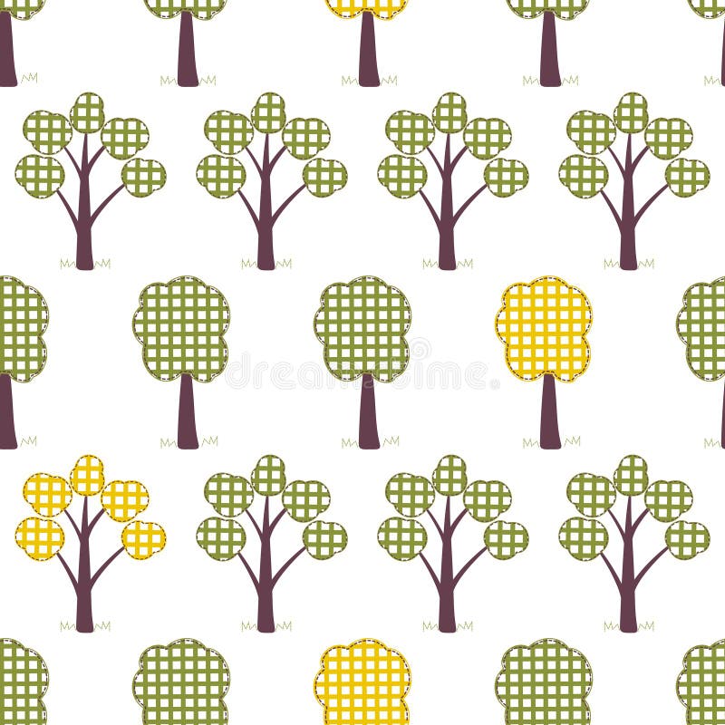 Kids Seamless Pattern, Applique, Trees, Grass Copy Stock Vector ...