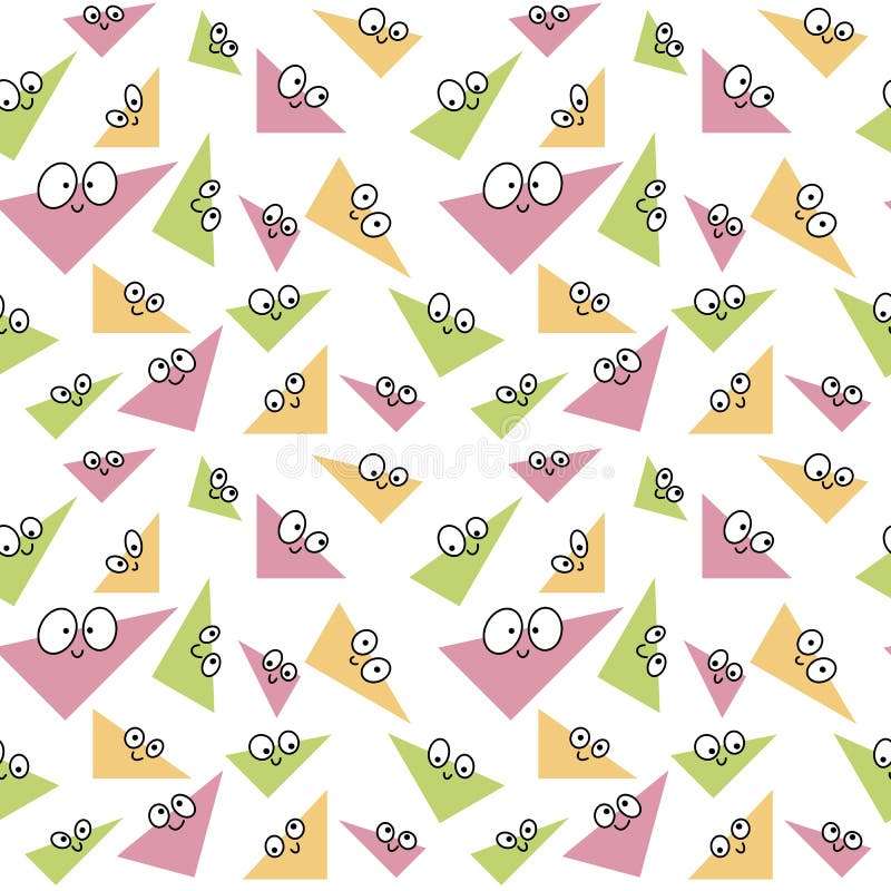 Kids Seamless Pattern with Cartoon Triangle for Wallpaper and Fabrics ...