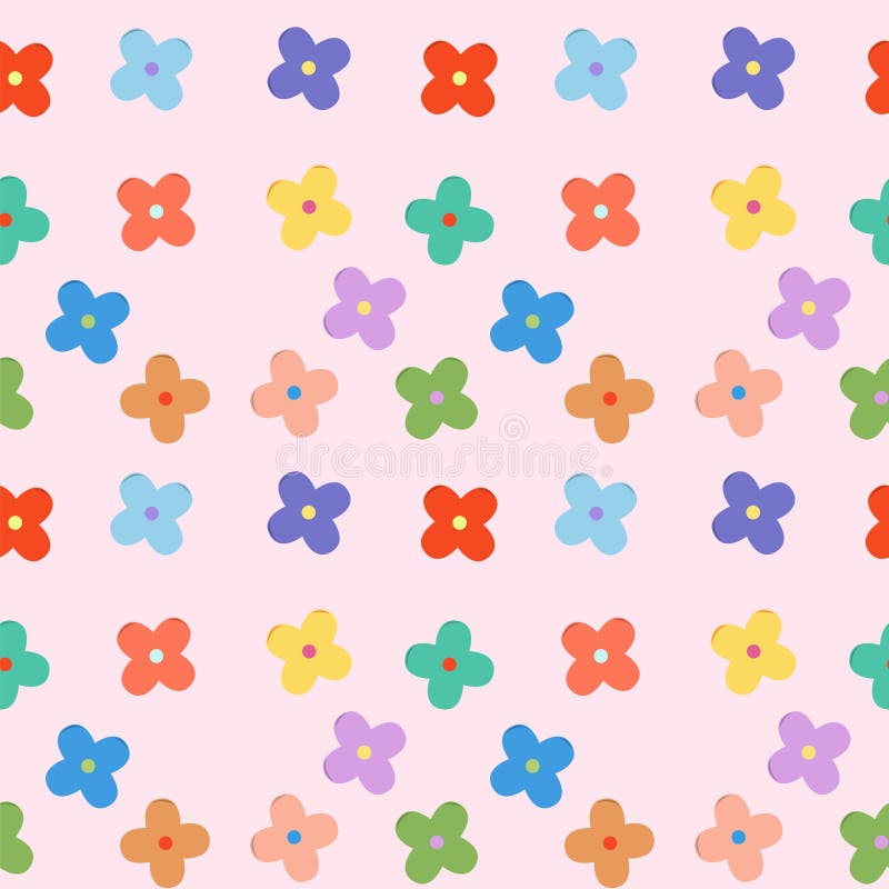 Kids Seamless Pattern with Multicolored Flowers. Cute Baby Vector ...