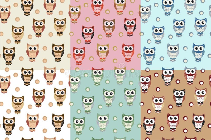 Kids Seamless Pattern with Owls. Owl Endless Background, Texture ...