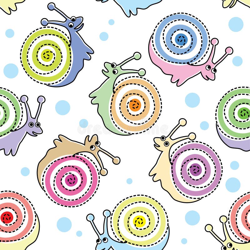 Kids Seamless Pattern with Snails Stock Vector - Illustration of design ...