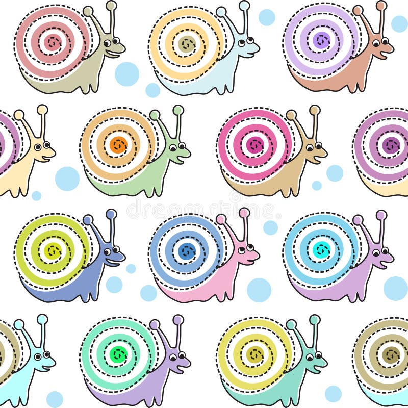 Kids Seamless Pattern with Snails. Vector Stock Vector - Illustration ...