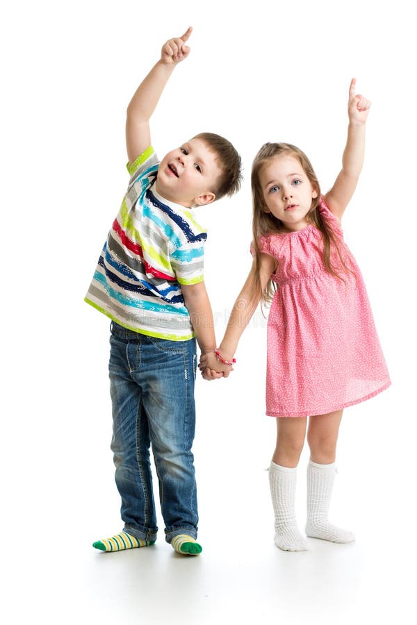 Kids showing something up stock photo. Image of children - 34489330