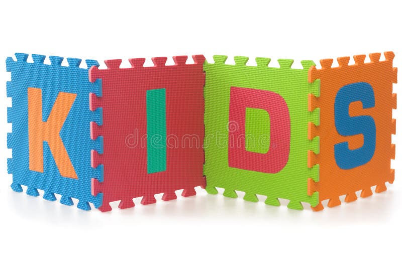 Kids - Sign with Alphabet Puzzle Letters on White Stock Image - Image ...