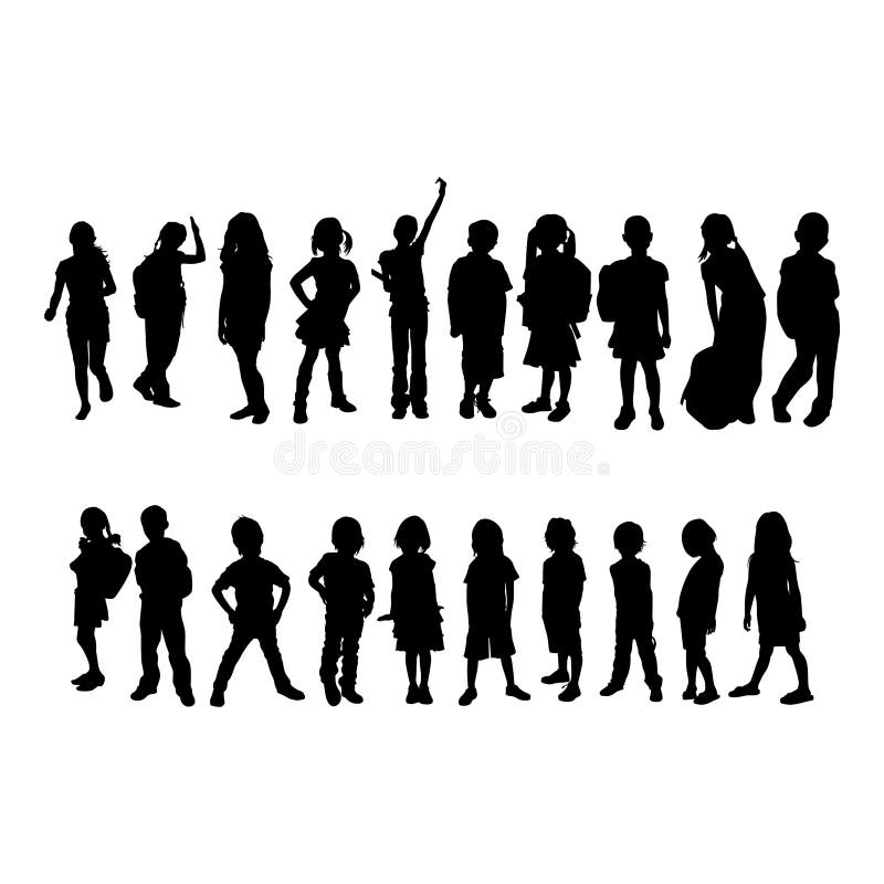 Kids silhouette set stock vector. Illustration of clip - 266772481