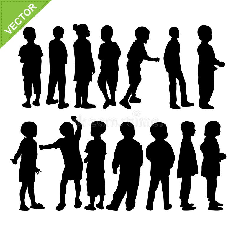 Kids silhouette vector stock vector. Illustration of happiness - 83847452