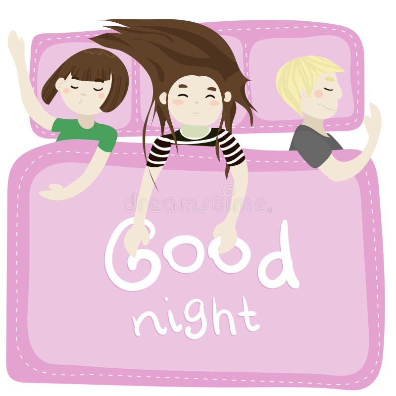 The Kids Sleep in the Bedroom, Vector Pink Stock Vector - Illustration ...