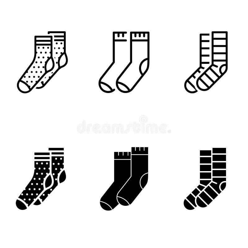 Kids Socks Vector Icon Set Isolated on White Background. Stock Vector ...