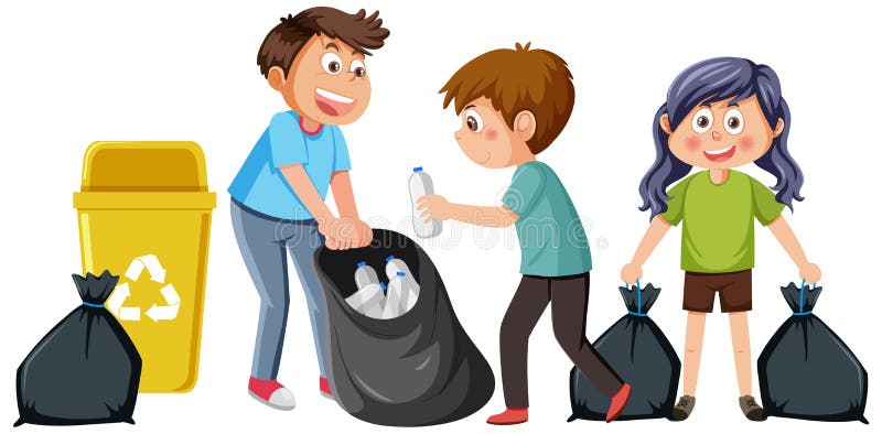 Kids Sorting Plastic Bottles Together Stock Vector - Illustration of ...