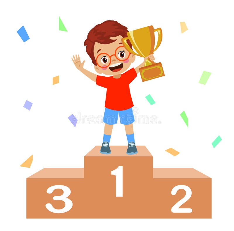 Kids Sport Winners Standing on Podium Stock Vector - Illustration of ...