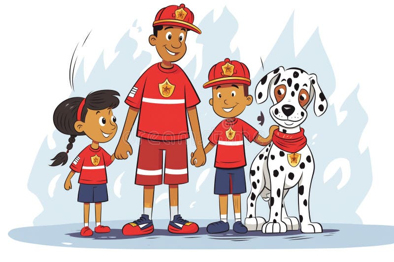 Kids Standing Next To a Dalmatian, the Fire Stations Mascot Stock Photo ...