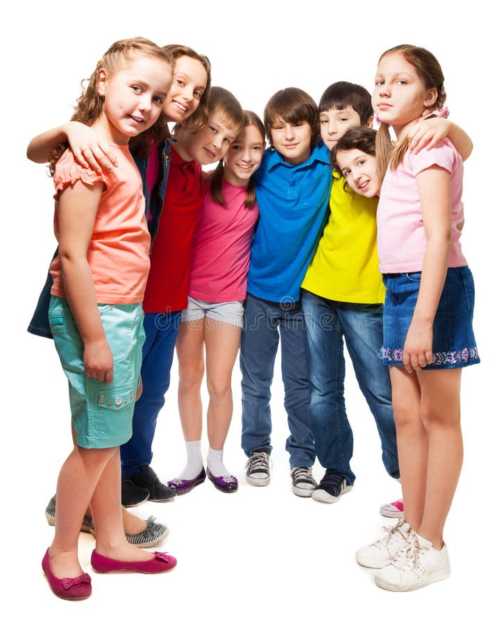 Kids Standing in Semi-circle Stock Photo - Image of blue, children ...