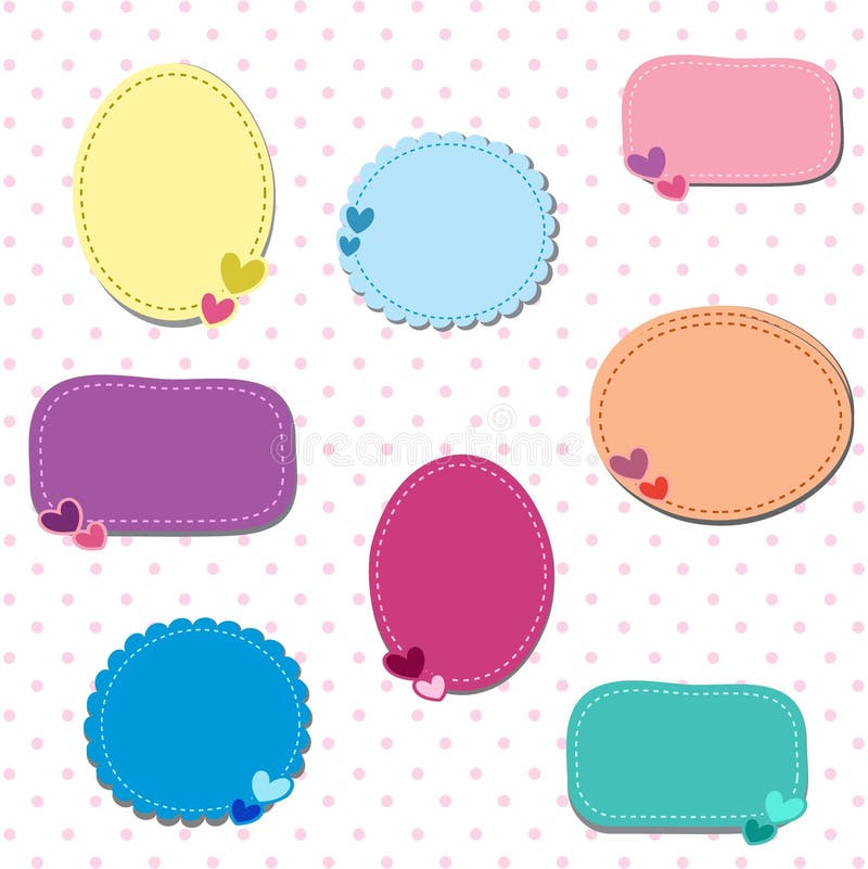 Kids Sticker Frame Label with Hearts Stock Vector - Illustration of ...