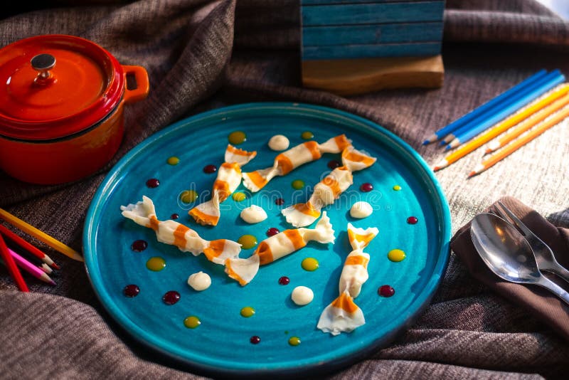 Kids Striped Color Ravioli in the Shape of a Candy Stock Image - Image ...