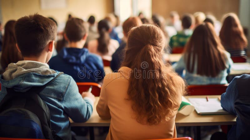 Kids Studying in Class, View from Back. Back To School, Learning Stock ...