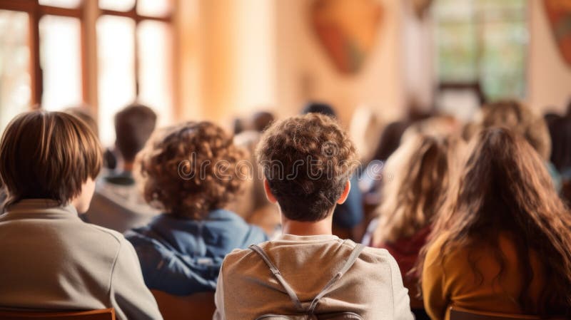 Kids Studying in Class, View from Back. Back To School, Learning Stock ...