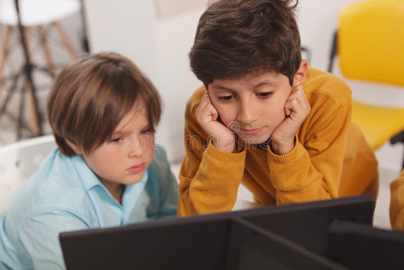 Kids Studying Together at Computer School Stock Image - Image of laptop ... Kids Studying Together at Computer School Stock Image - Image of laptop ...
