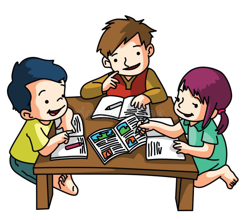 Kids Studying Together stock vector. Illustration of cartoon - 47879163