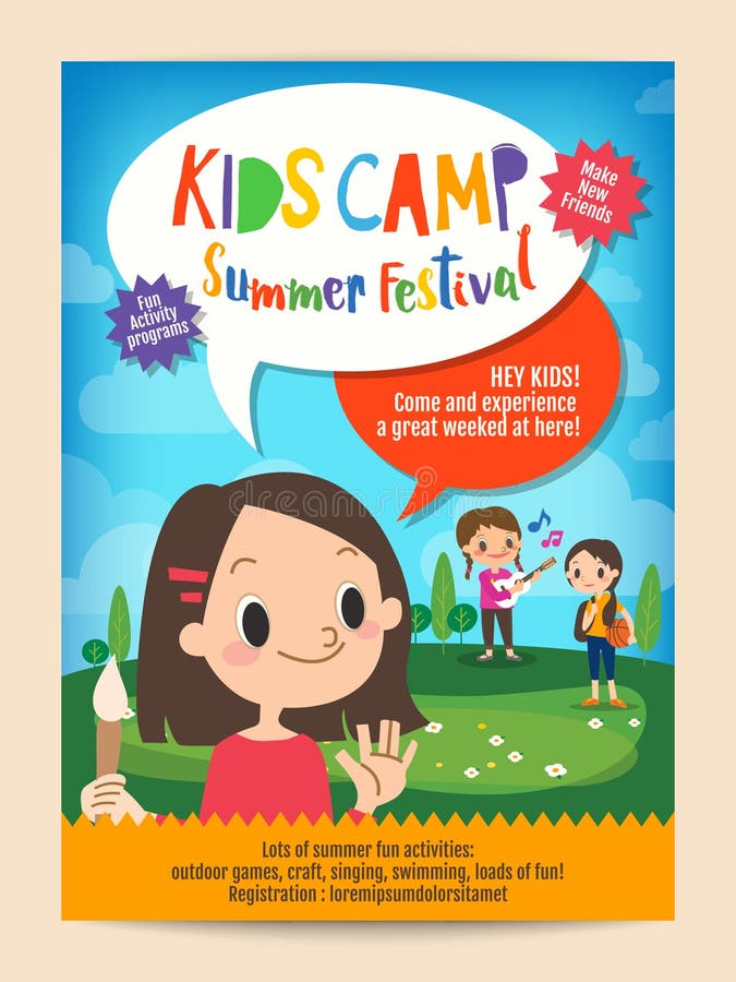 Kids Summer Camp Education Poster Flyer Stock Vector - Illustration of ...